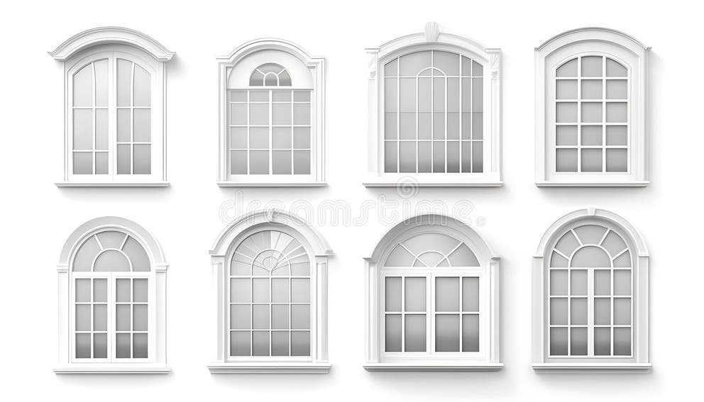 Set of Modern Windows on White Background Stock Image - Image of ...