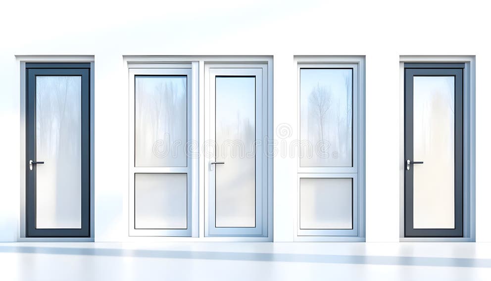 Set of Modern Windows on White Background Stock Photo - Image of ...