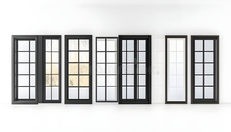 Set of Modern Windows on White Background Stock Image - Image of ...