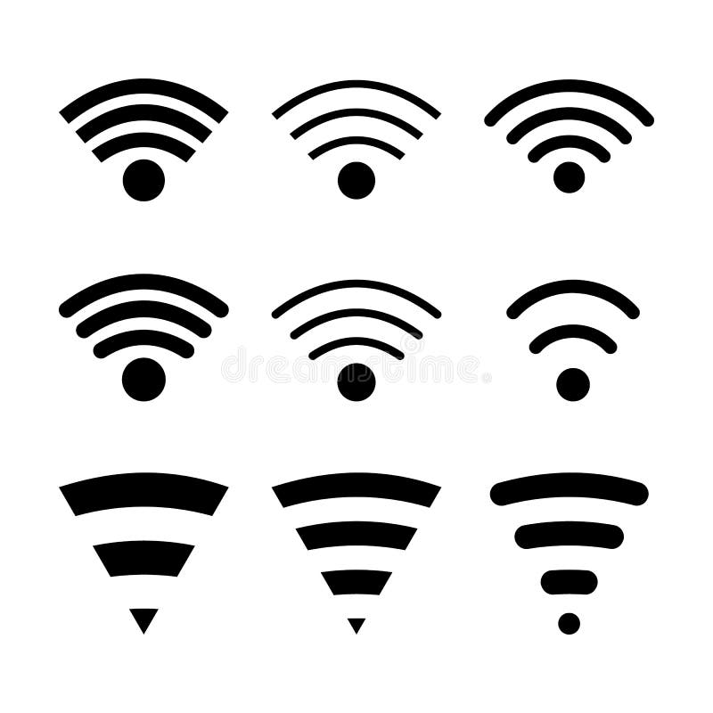 Set of Modern Wireless Connection Icons Stock Vector - Illustration of ...