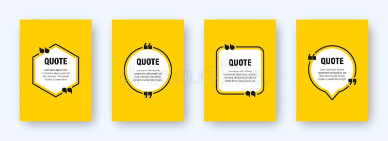 Set of Modern Yellow Banners with Quote Frames. Speech Bubbles with ...