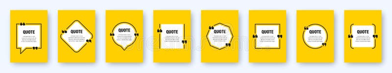 Set of Modern Yellow Banners with Quote Frames. Speech Bubbles with ...