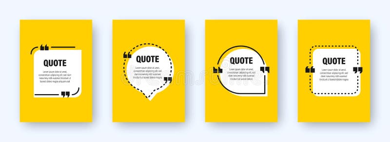 Set of Modern Yellow Banners with Quote Frames. Speech Bubbles with ...