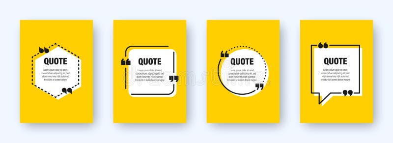 Set of Modern Yellow Banners with Quote Frames. Speech Bubbles with ...