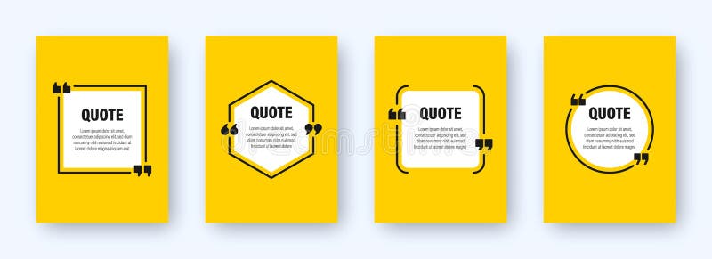 Set of Modern Yellow Banners with Quote Frames. Speech Bubbles with ...