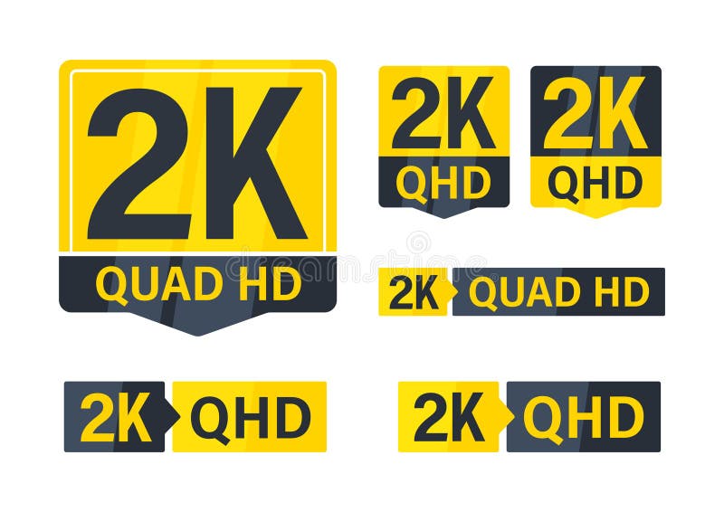 Set of Modern Yellow and Black 2k Resolution Icons Indicating High ...