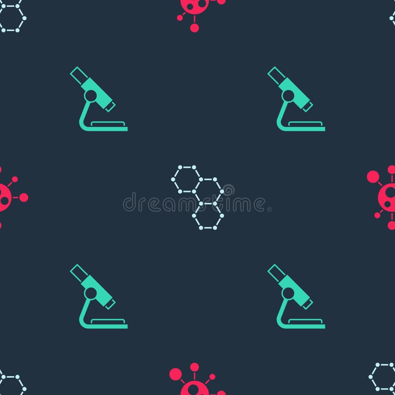 Set Molecule, Chemical Formula and Microscope on Seamless Pattern ...