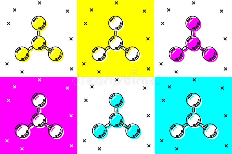 Set Molecule Icon Isolated on Color Background. Structure of Molecules ...