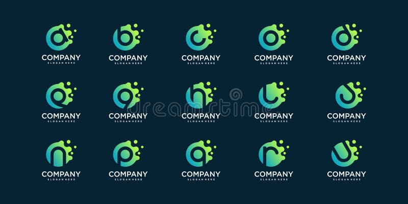 Set of Molecule Letter Logo with Modern Abstract Concept for Company or ...
