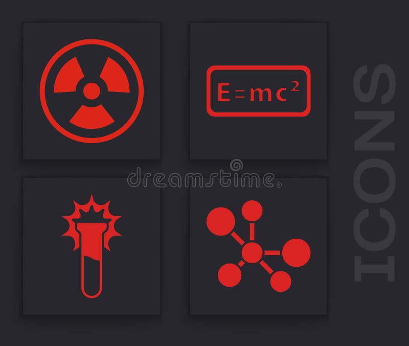 Set Molecule, Radioactive, Equation Solution and Test Tube and Flask ...