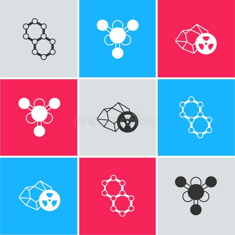 Set Molecule, and Radioactive Icon. Vector Stock Vector - Illustration ...