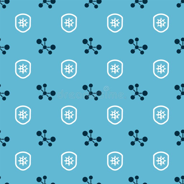 Set Molecule and Shield Protecting from Virus on Seamless Pattern ...
