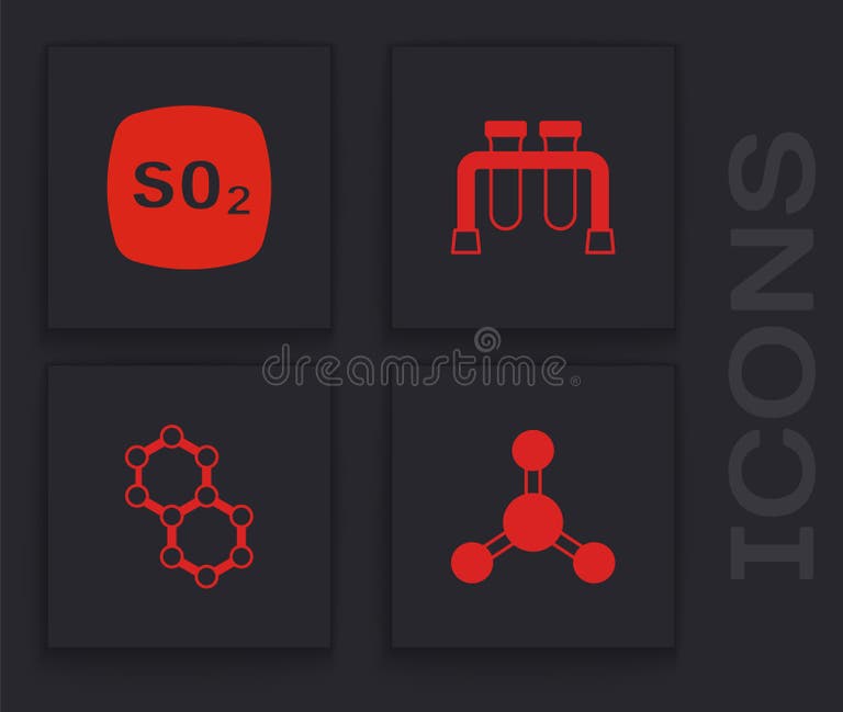 Set Molecule, Sulfur Dioxide SO2, Test Tube and Icon. Vector Stock ...