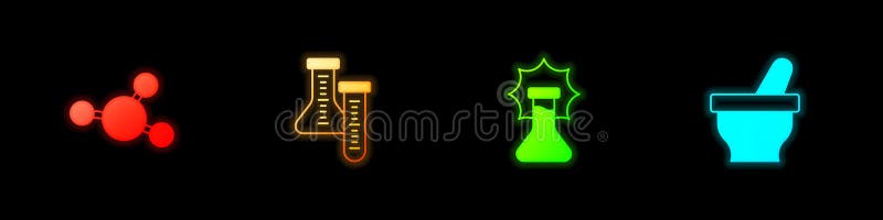 Set Molecule, Test Tube, Explosion in the Flask and Mortar and Pestle ...