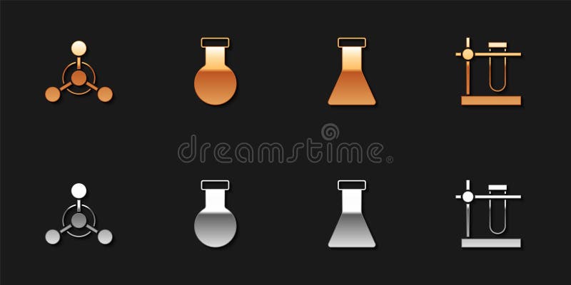 Set Molecule, Test Tube and Flask, and on Stand Icon. Vector Stock ... Set Molecule, Test Tube and Flask, and on Stand Icon. Vector Stock ...