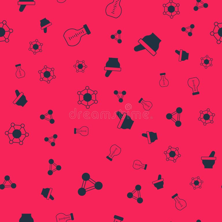 Set Molecule, Test Tube, and Mortar and Pestle on Seamless Pattern ...