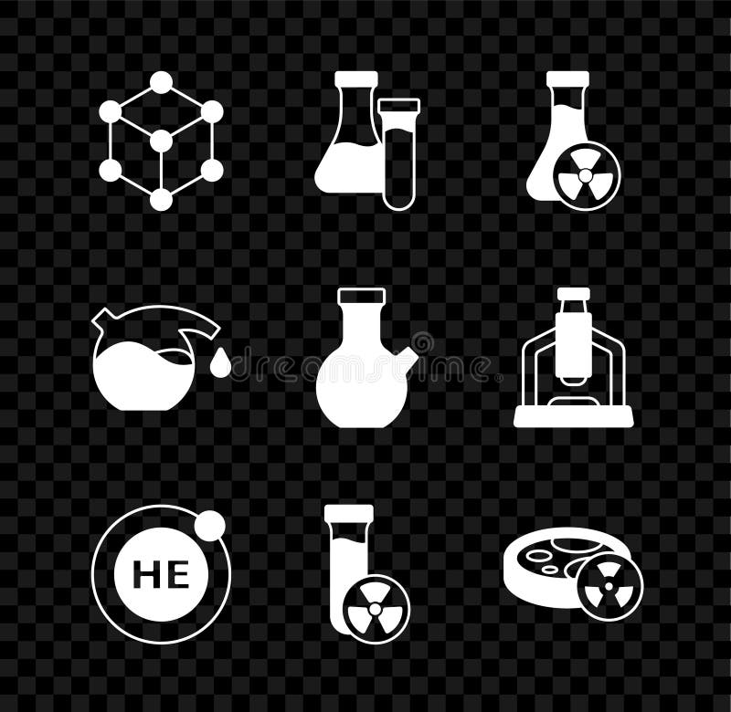 Set Molecule, Test Tube, with Toxic Liquid, Helium, and Icon. Vector ...