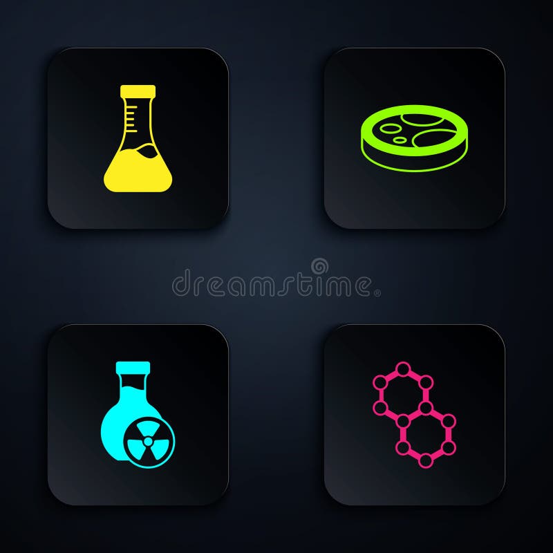 Set Molecule, Test Tube, with Toxic Liquid and Petri Dish Bacteria ...