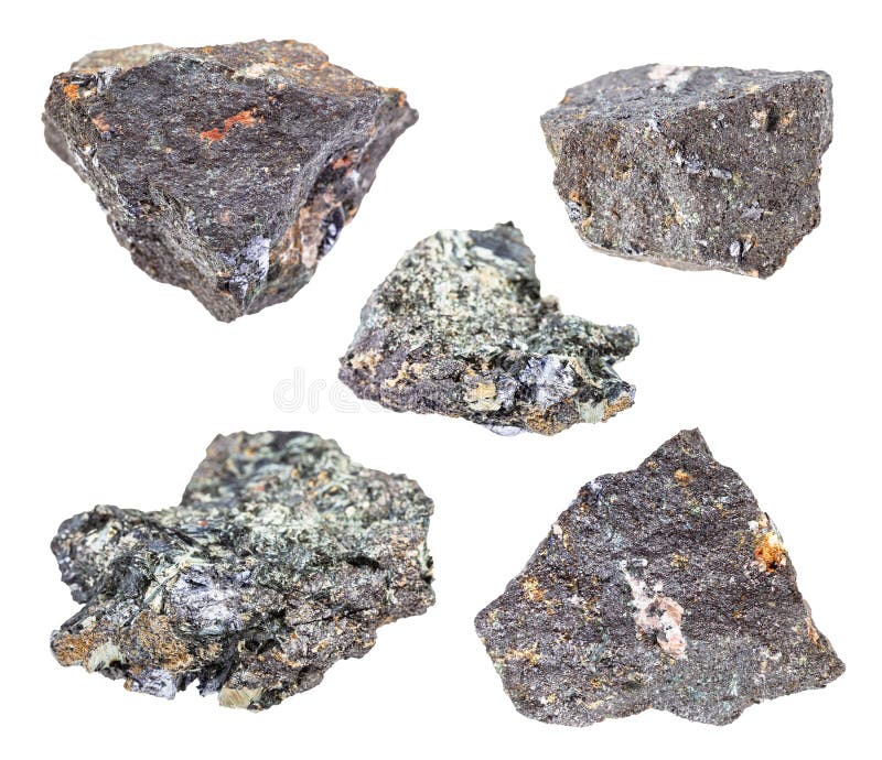 Set of Molybdenite Ore Rocks Isolated on White Stock Photo - Image of ...