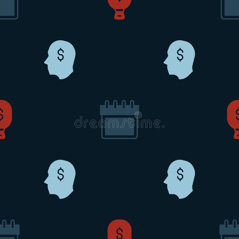 Set Money Bag, Calendar and Lucky Player on Seamless Pattern. Vector ...