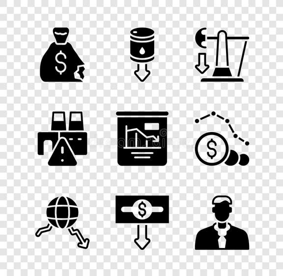 Set Money Bag, Drop in Crude Oil Price, Global Economic Crisis, Dollar Rate Decrease, Worker ...