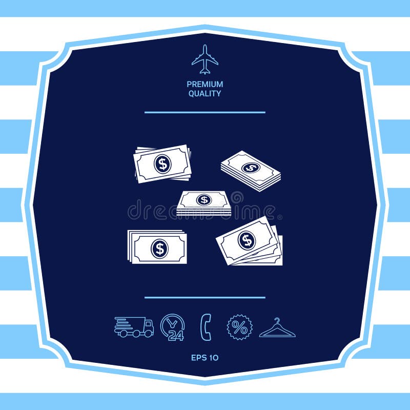 Set of Money Banknotes Stack Icon. Graphic Elements for Your Design ...