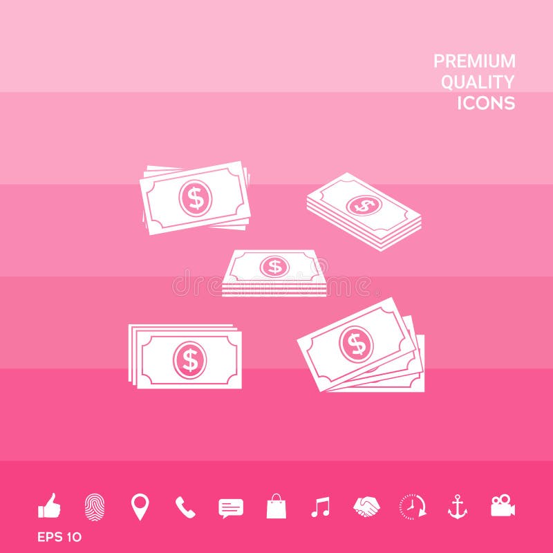 Set of Money Banknotes Stack Icon Stock Vector - Illustration of ...