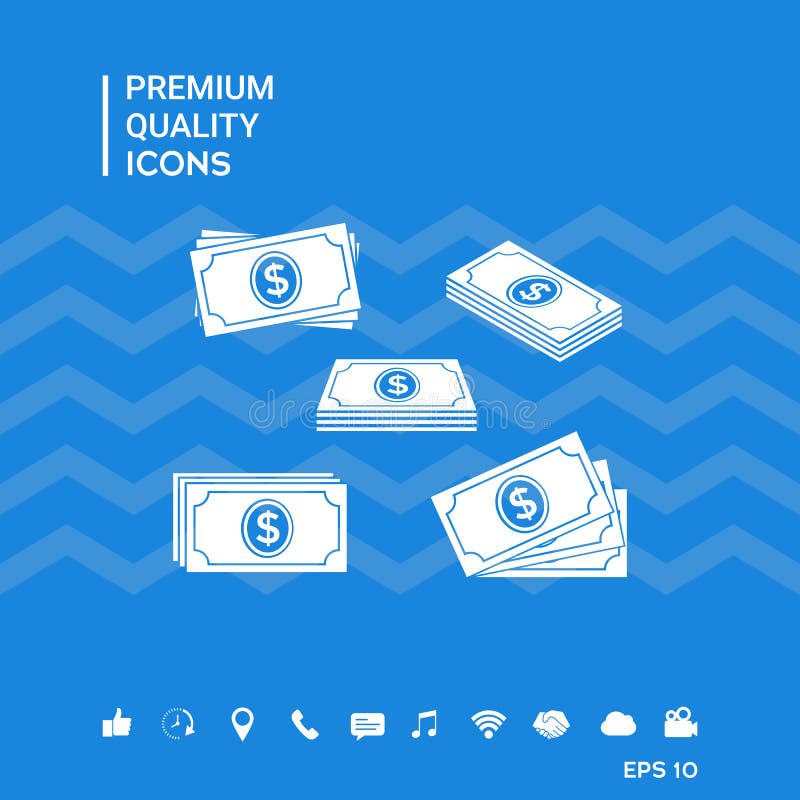 Set of Money Banknotes Stack Icon Stock Vector - Illustration of money ...