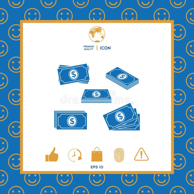Set of Money Banknotes Stack Icon Stock Vector - Illustration of ...