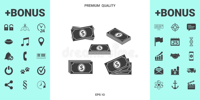 Set of Money Banknotes Stack Icon Stock Vector - Illustration of stack ...