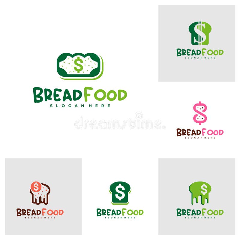 Set of Money with Bread Logo Vector Template, Creative Bread Money Logo ...
