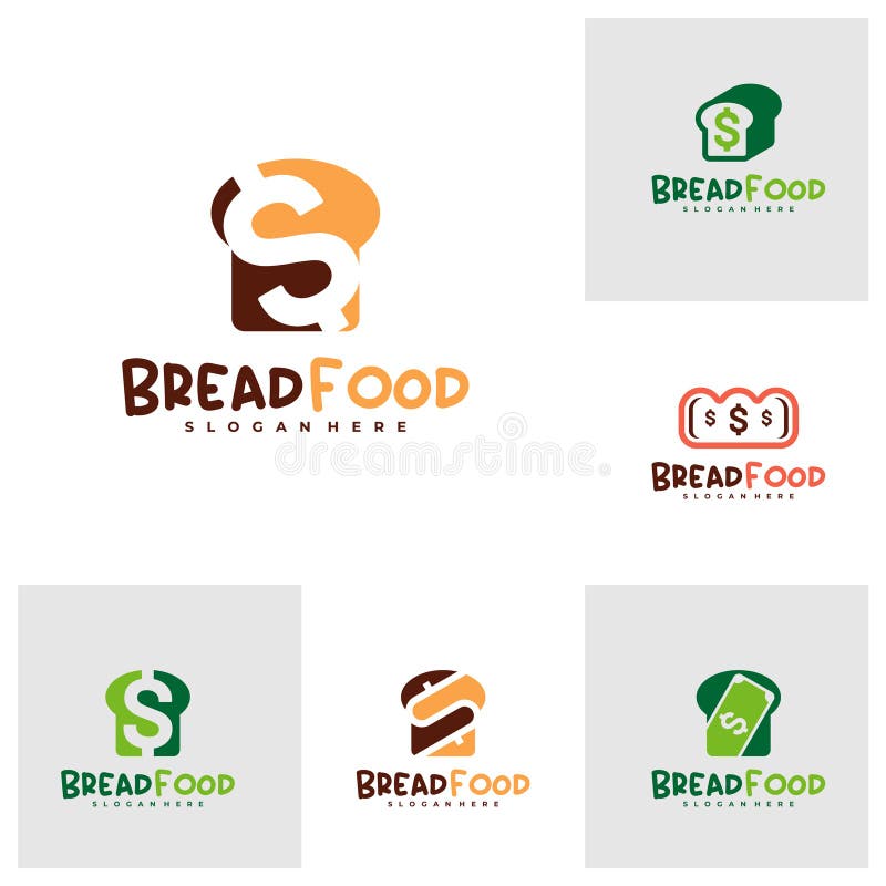 Set of Money with Bread Logo Vector Template, Creative Bread Money Logo ...