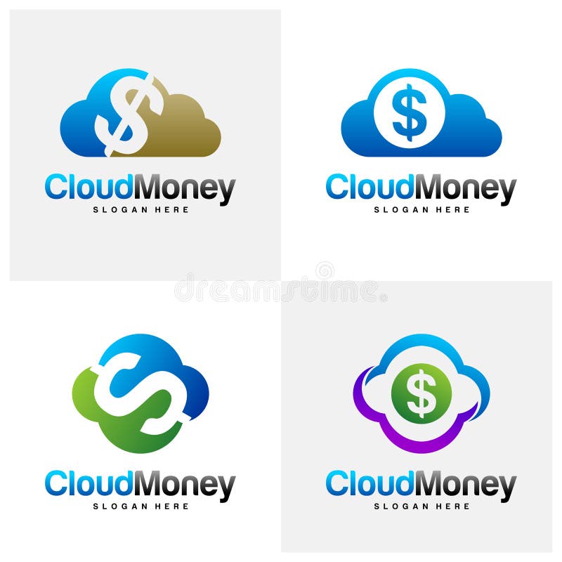 Set of Money Cloud Logo Design Vector Concept. Cloud Money Logo ...