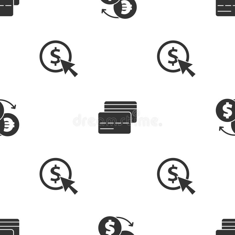 Set Money Exchange, Credit Card and Coin Money with Dollar on Seamless ...