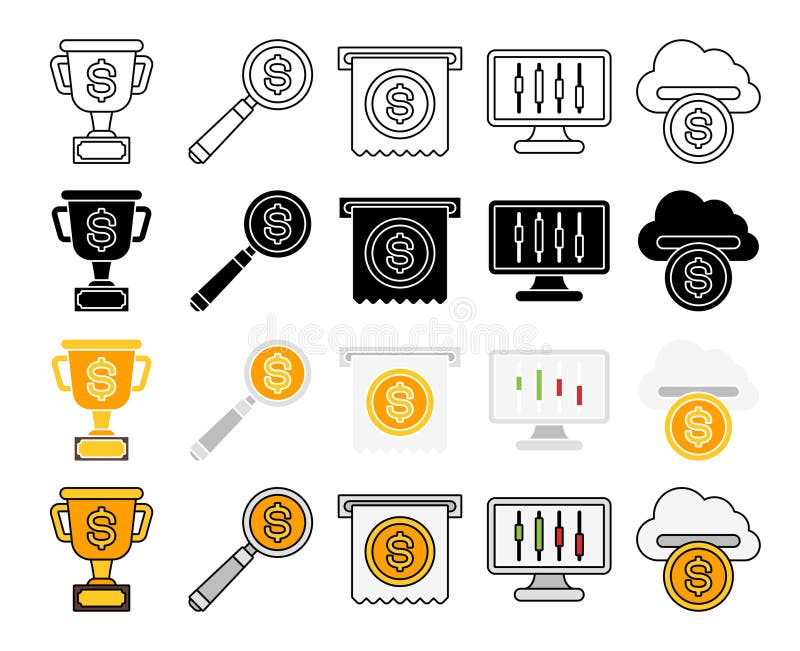 Set of Money and Financial in Flat Style Isolated Stock Vector ...