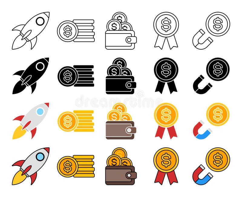 Set of Money and Financial in Flat Style Isolated Stock Vector ...