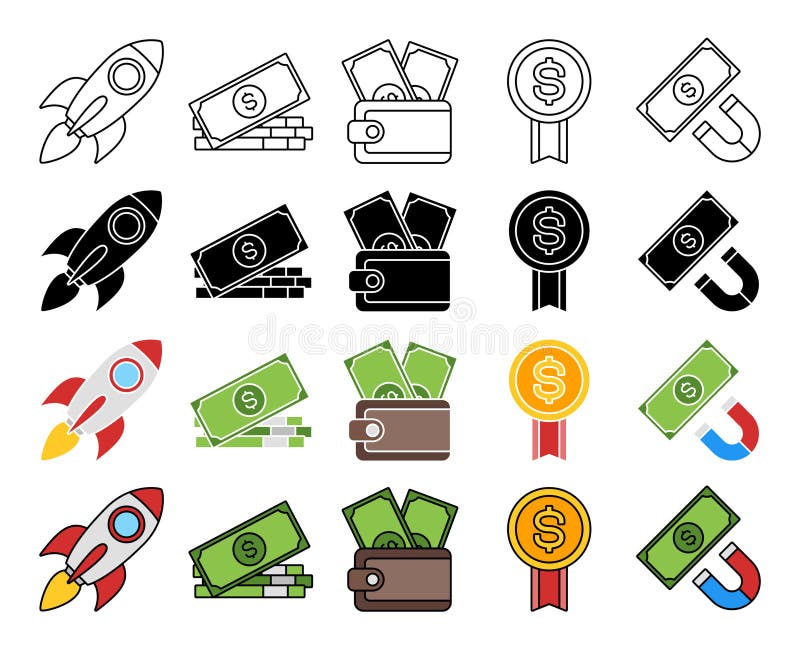 Set of Money and Financial in Flat Style Isolated Stock Vector ...