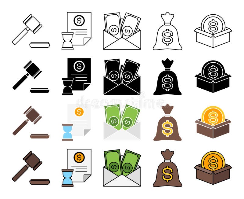 Set of Money and Financial in Flat Style Isolated Stock Vector ...