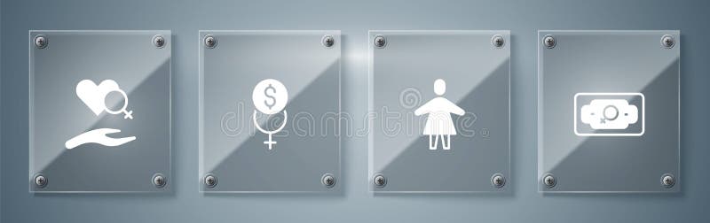 Set Money Growth Woman Female Feminism Finance And Heart With Female
