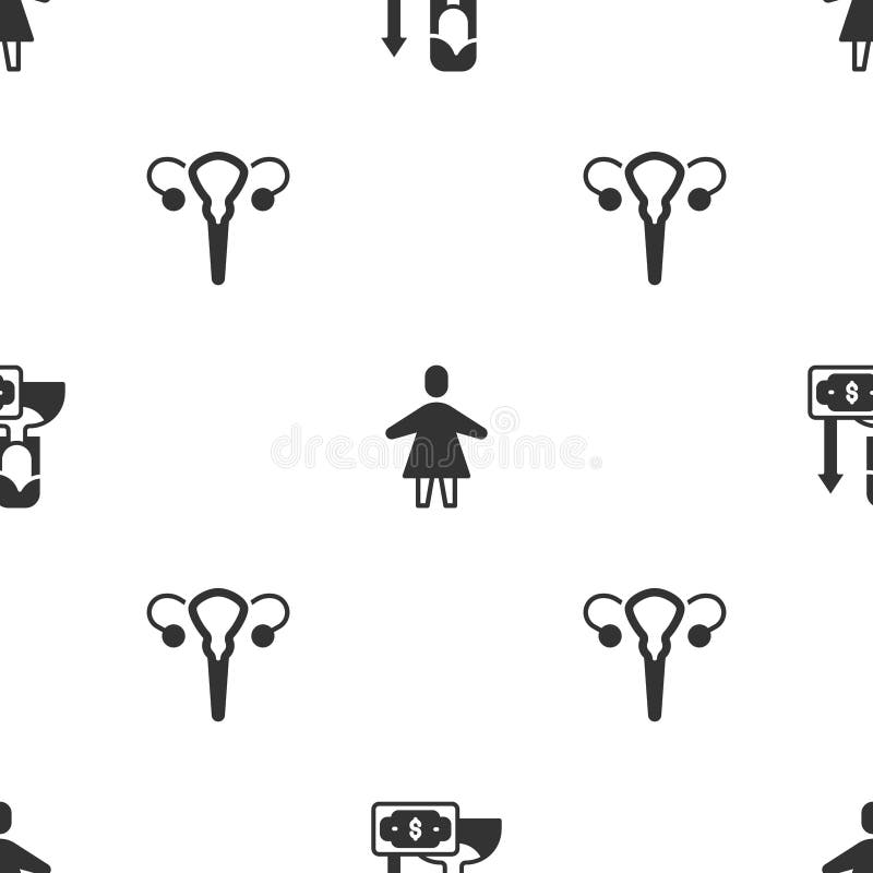 Set Money Growth Woman Female And Reproductive System On Seamless