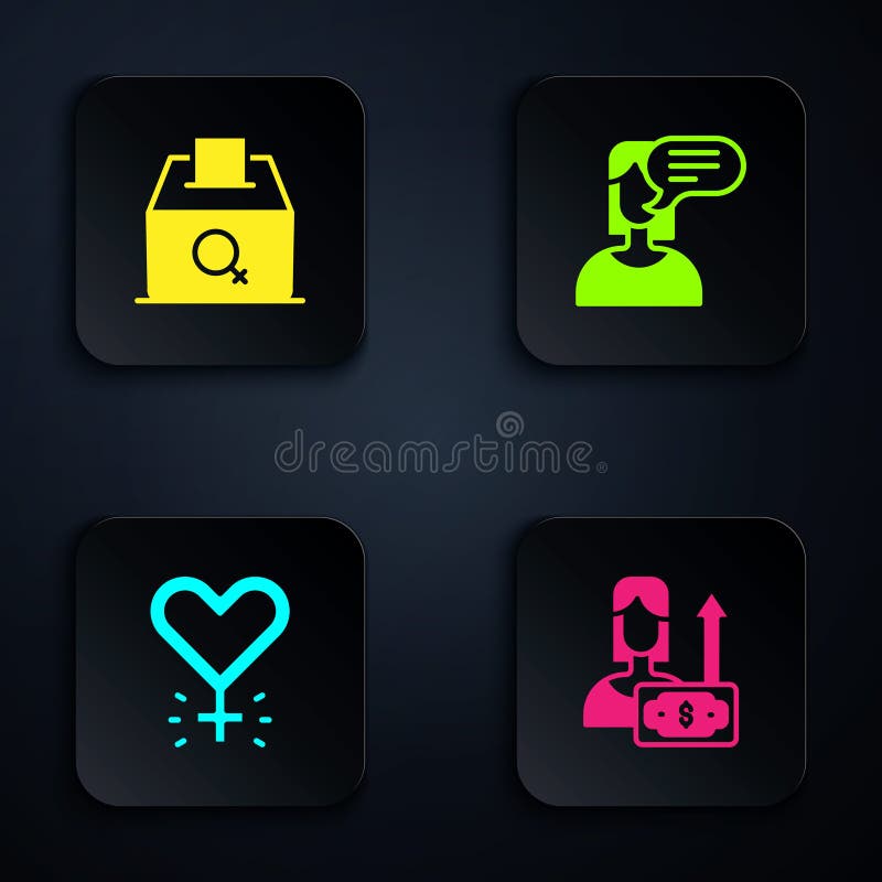 Set Money Growth Woman Female Vote Right Feminism And Opinion Black