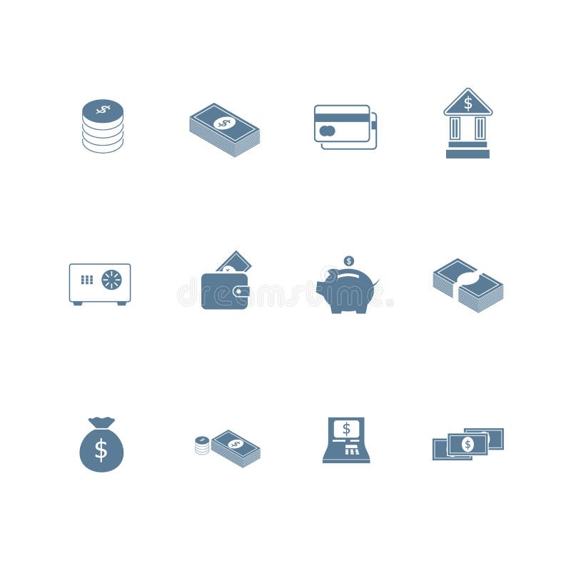 Set of Money Icon Flat Design Stock Vector - Illustration of cash, coin ...