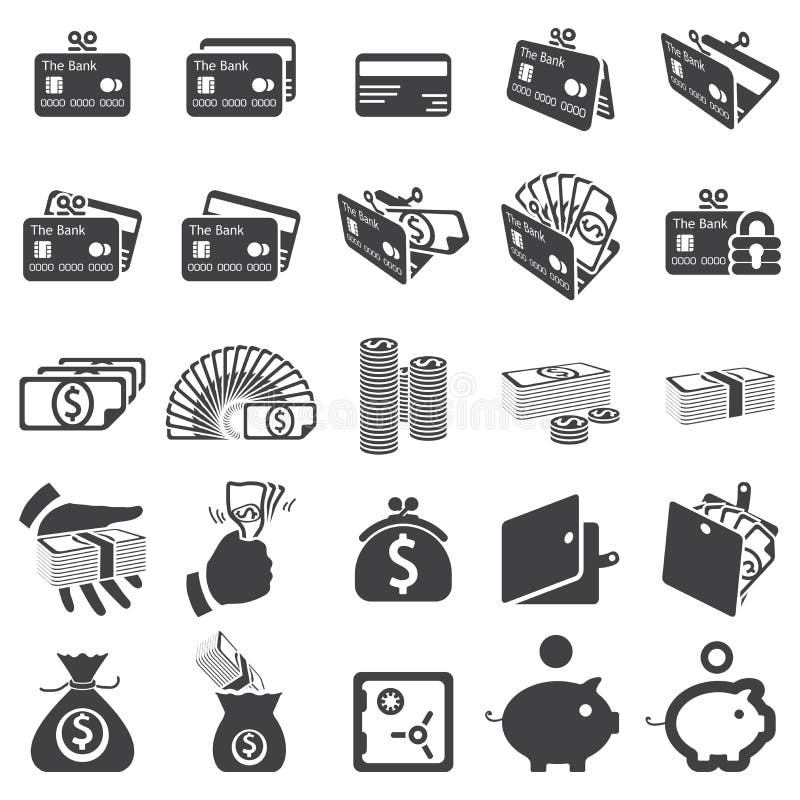 Money Icon Set, Vector Eps10 Stock Vector - Illustration of huddle ...