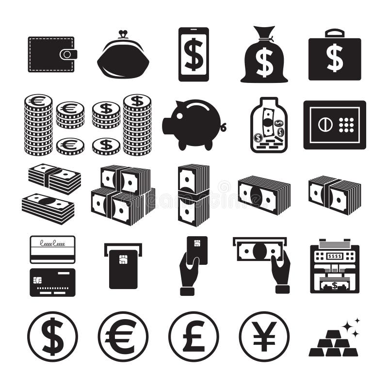 Set of money icons stock vector. Illustration of financial - 45489128