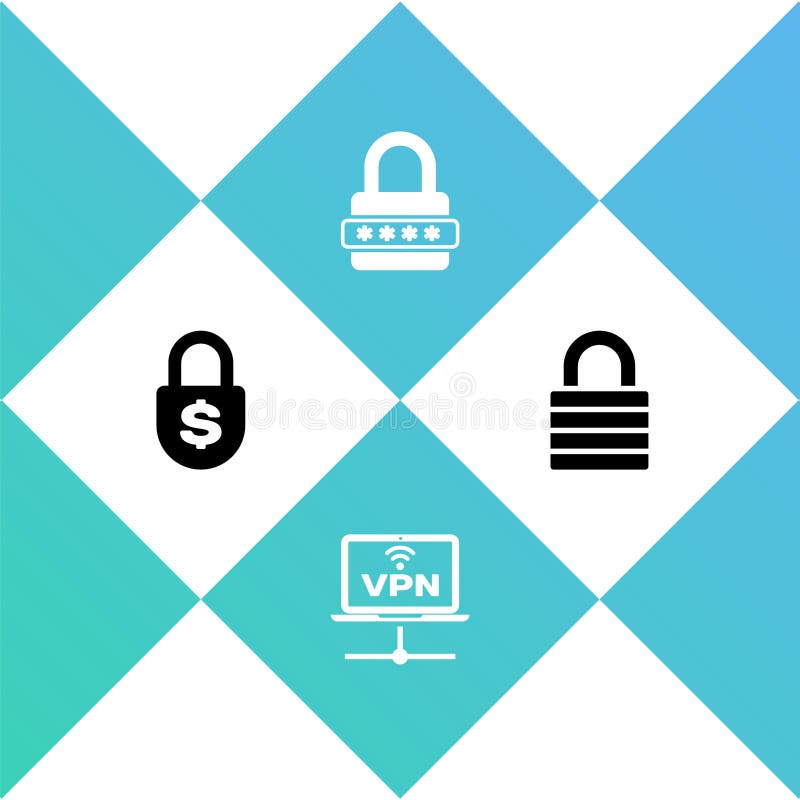 Set Money Lock, VPN Computer Network, Password Protection and Lock Icon ...