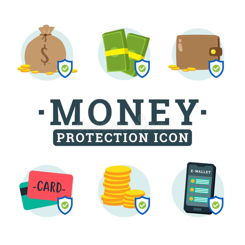 Set of Money Protection Icon Vector Design Collection Stock ...