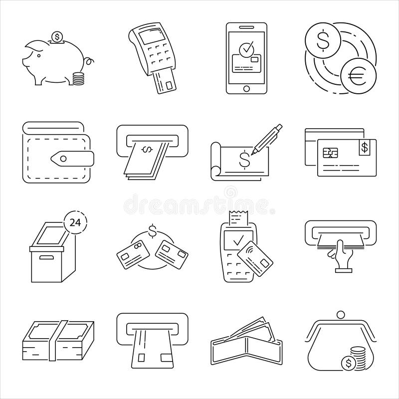 Set of Money Related Vector Line Icons Stock Vector - Illustration of ...