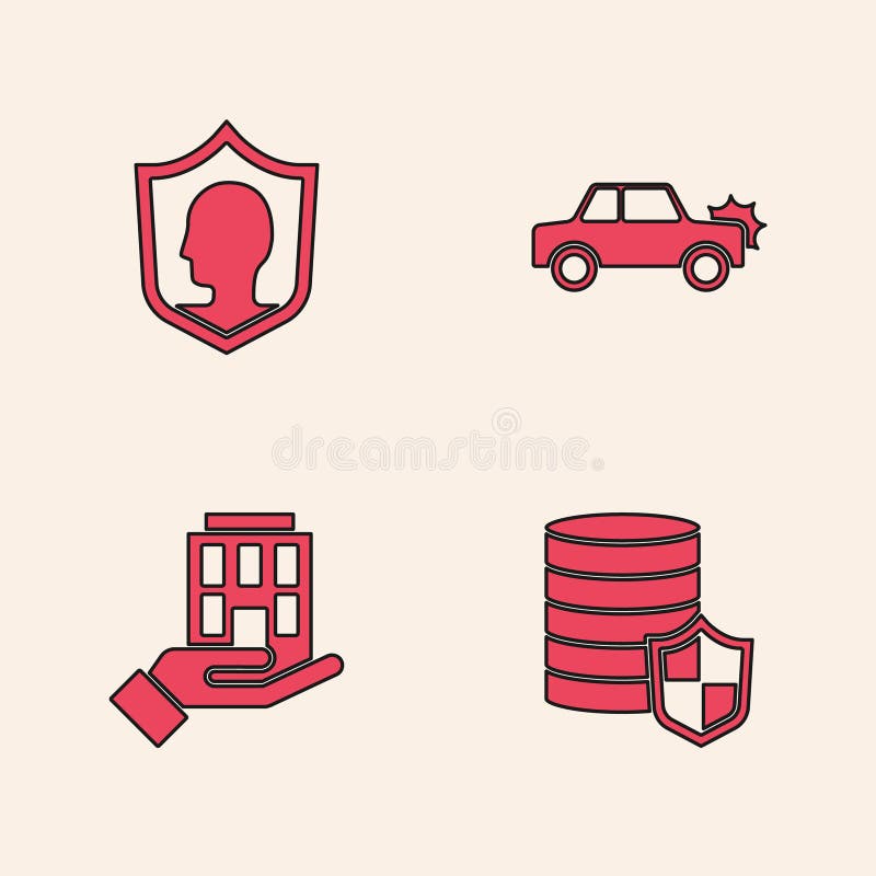Set Money with Shield, Life Insurance, Car and House Hand Icon. Vector ...