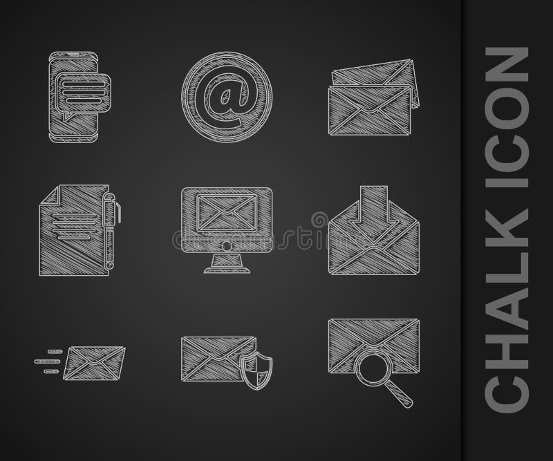 Set Monitor and Envelope, Envelope with Shield, Magnifying Glass ...