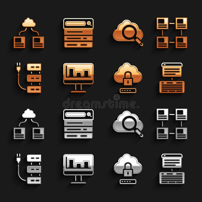 Set Monitor With Graph Chart Hierarchy Organogram Server Data Web Hosting Cloud Computing